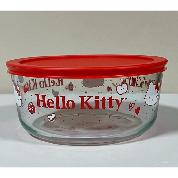 Hello Kitty | Kitchen | Pyrex Red Hello Kitty Decorated Glass Food ...